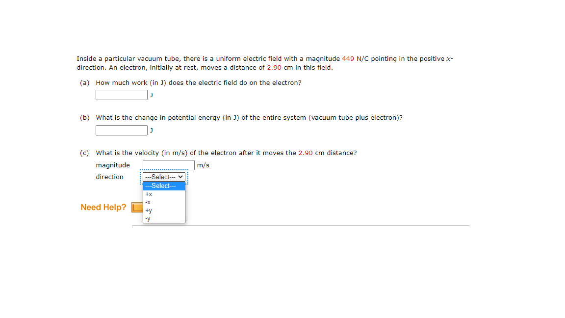 Solved Inside a particular vacuum tube, there is a uniform | Chegg.com
