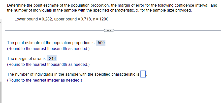 Solved Determine the point estimate of the population | Chegg.com