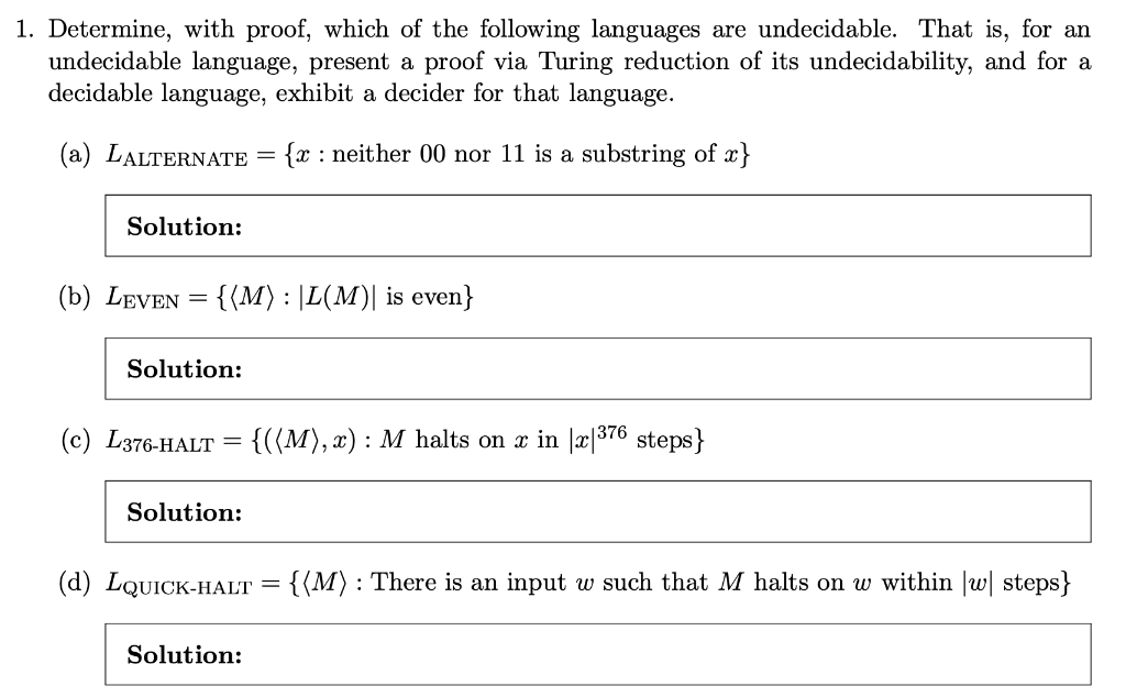 Solved 1. Determine, with proof, which of the following | Chegg.com