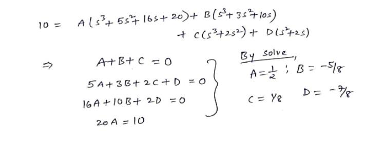 Solved 10 = Als?+ 557 165+20)+ B($:+35+105) + c(3²+252) + D | Chegg.com
