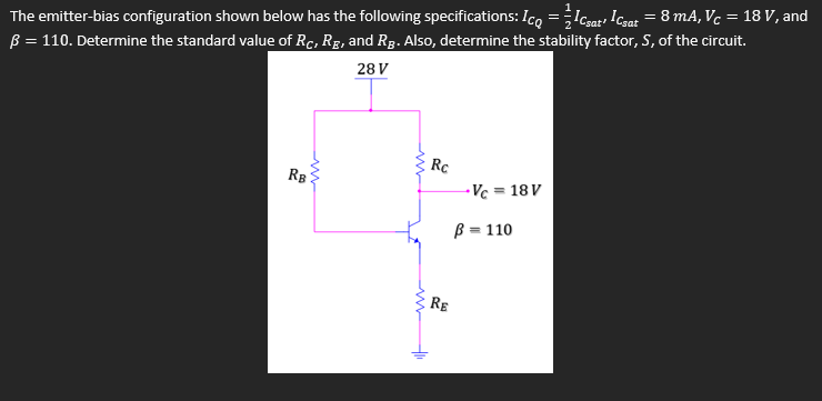 Solved = The emitter-bias configuration shown below has the | Chegg.com