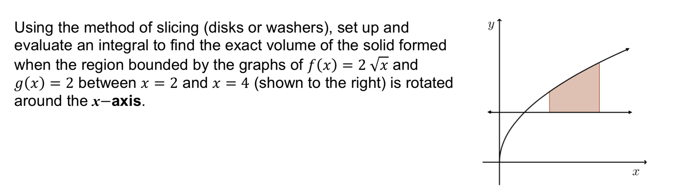 Solved y Using the method of slicing (disks or washers), set | Chegg.com