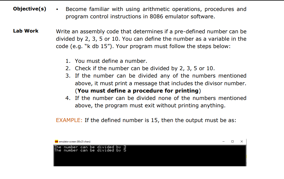 Solved Objective(s) Become familiar with using arithmetic | Chegg.com