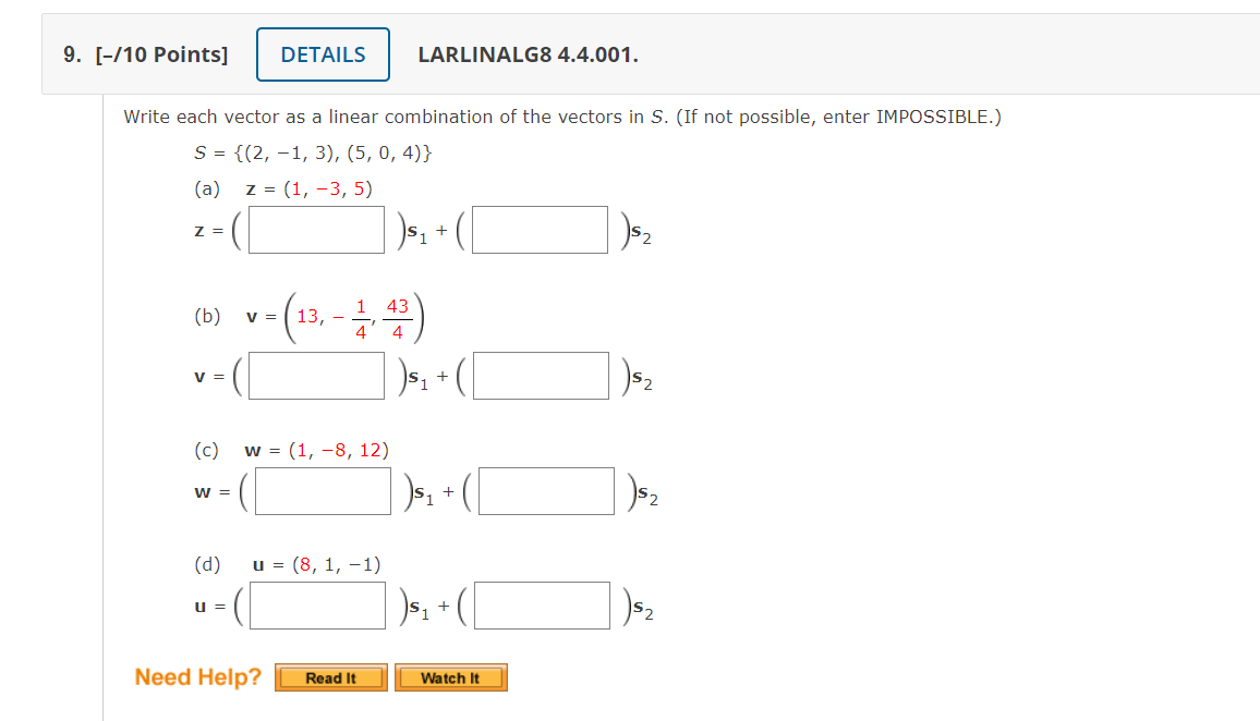 Solved 2. [-15 Points] DETAILS LARLINALG8 4.1.045. MY NOTES | Chegg.com