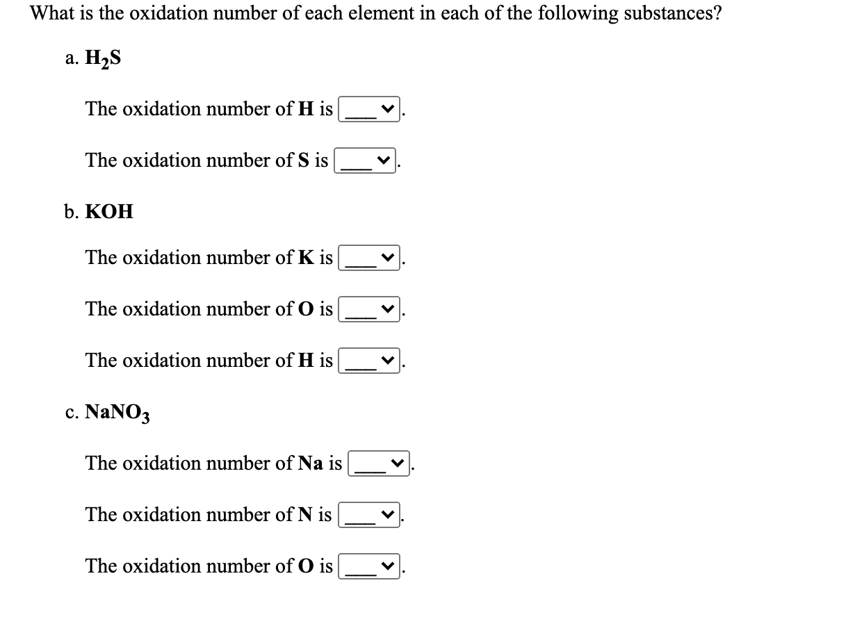 Solved What is the oxidation number of each element in each | Chegg.com