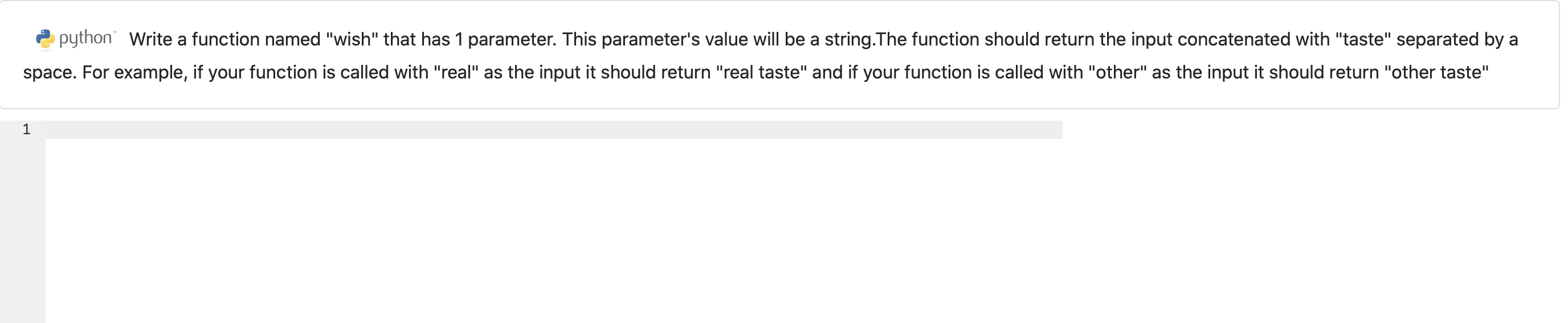 Solved python Write a function named "wish" that has 1 | Chegg.com