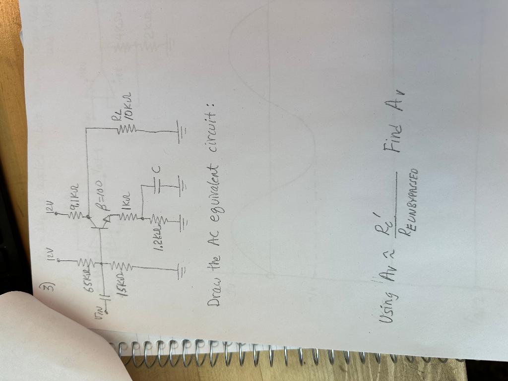 Solved Draw the AC equivalent circuit: Using Av≈^RE | Chegg.com