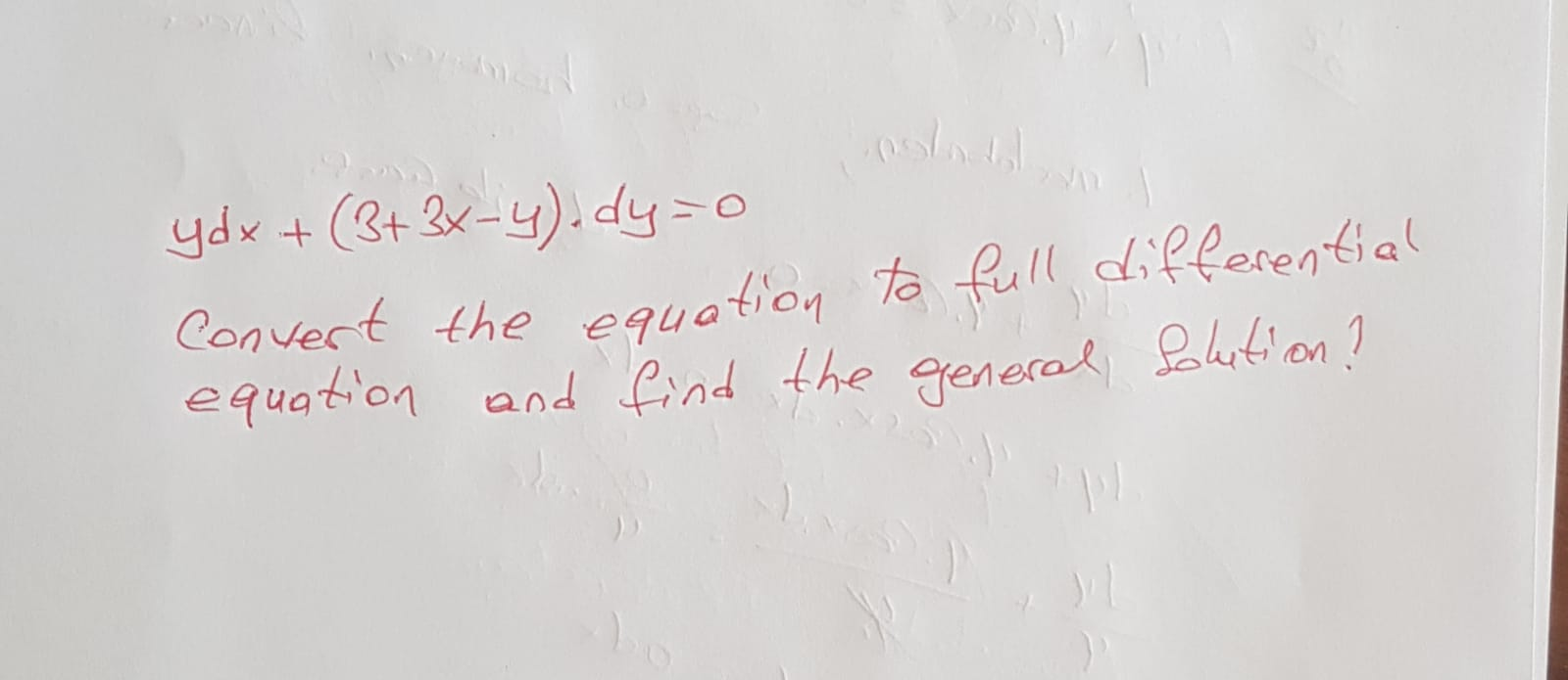 Solved Convert the equation to full differential y dx + | Chegg.com