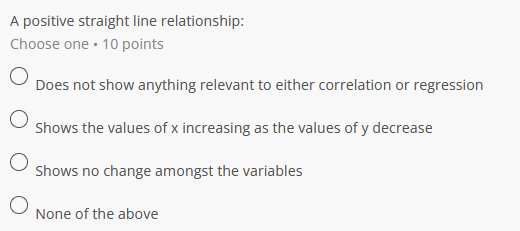 Solved A positive straight line relationship: Choose one. 10 | Chegg.com