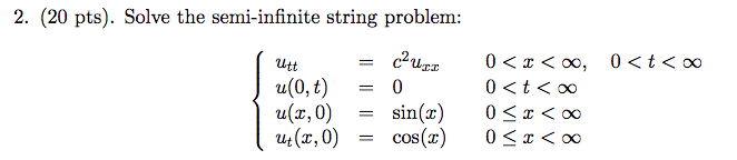 Solved 2. (20 pts). Solve the semi-infinite string problem: | Chegg.com