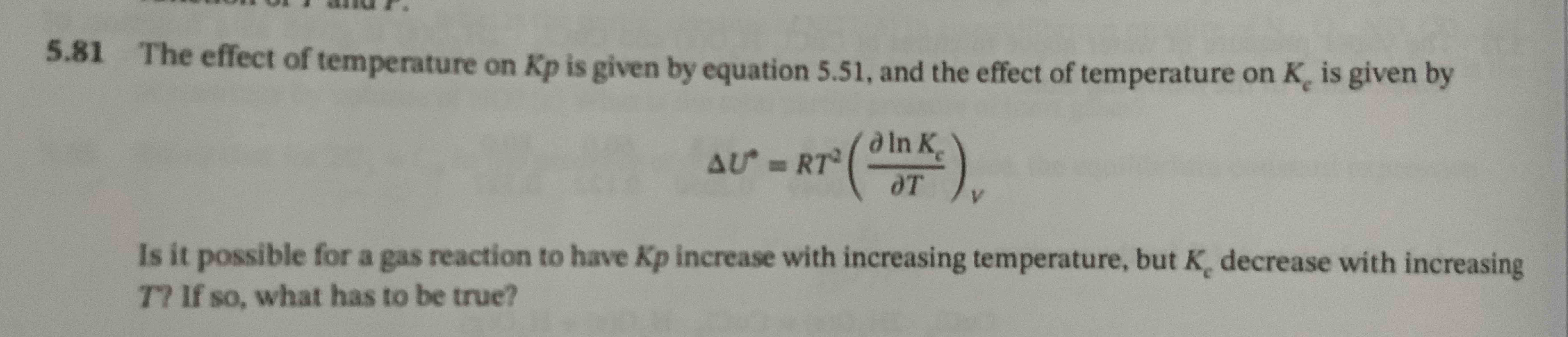 Solved 5.81 ﻿The effect of temperature on Kp ﻿is given by | Chegg.com