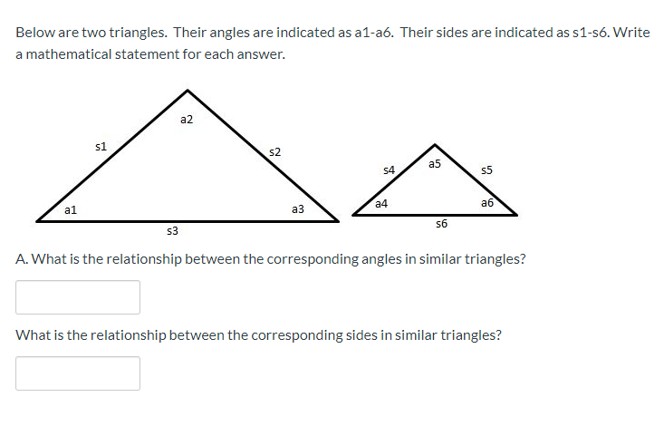 Solved Below are two triangles. Their angles are indicated | Chegg.com