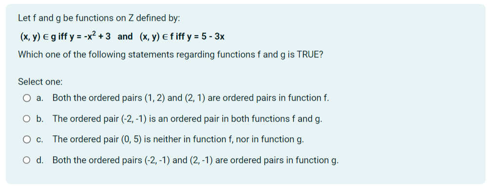 Solved Let \\( f \\) and \\( g \\) be functions on \\( Z \\) | Chegg.com