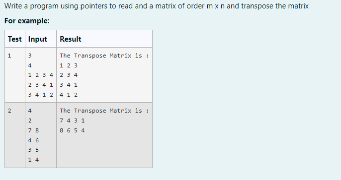 Solved Write a program using pointers to read and a matrix | Chegg.com
