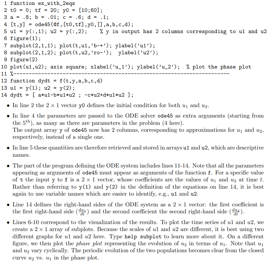 Solved 1 A Modify The Function Ex With 2eqs To Solve The