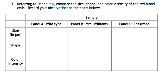 Solved 3. Referring to Handout 4, compare the size, shape, | Chegg.com