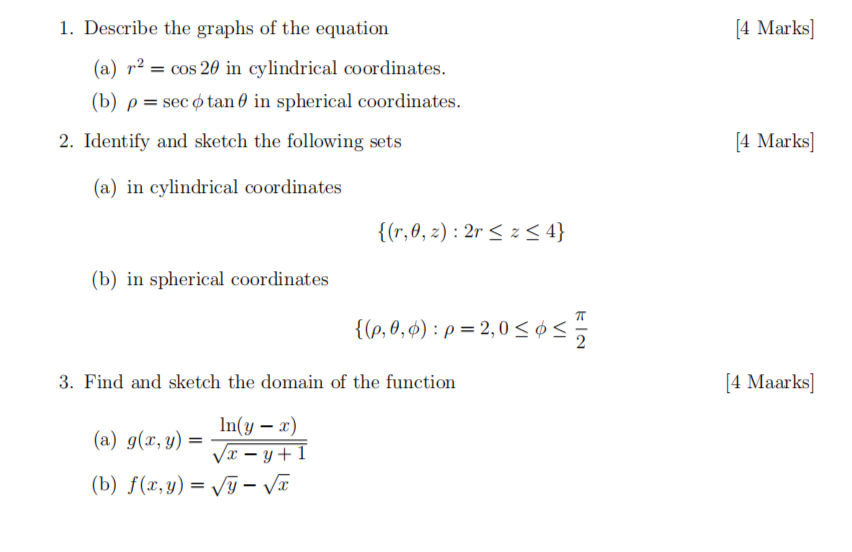 Solved 1. Describe the graphs of the equation [4 Marks] (a) | Chegg.com