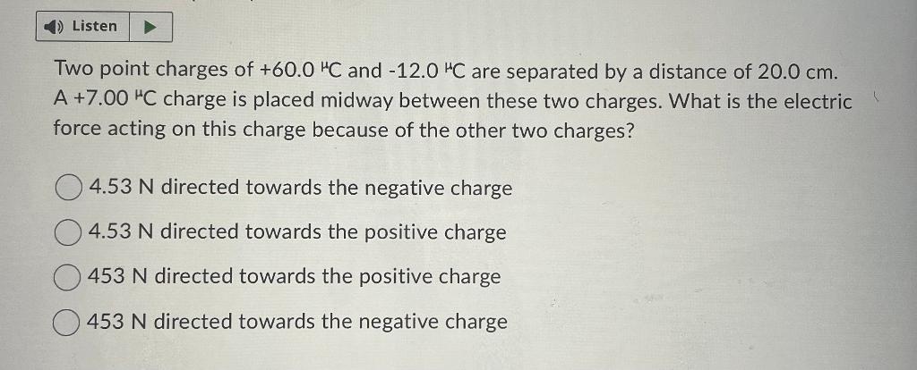 Solved Two point charges of +60.0μC and −12.0μC are | Chegg.com