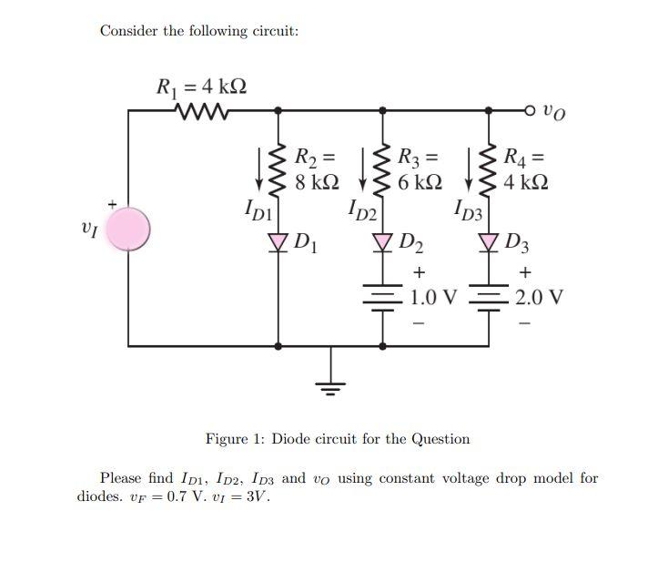 Solved Consider the following circuit: Figure 1: Diode | Chegg.com