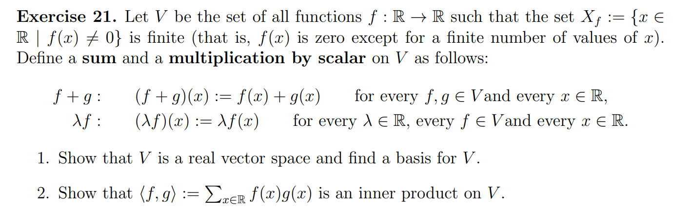 Solved Exercise 21. Let V be the set of all functions f:R→R | Chegg.com