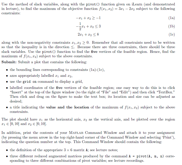 Use the method of slack variables, along with the | Chegg.com