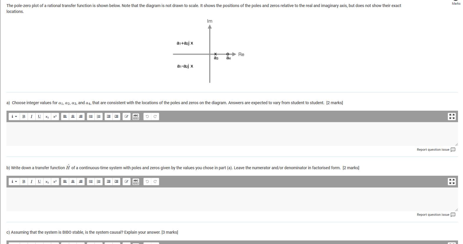Solved Marks The pole-zero plot of a rational transfer | Chegg.com