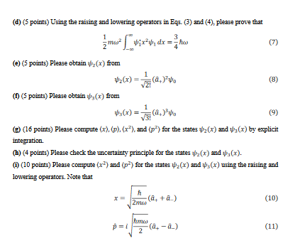 Solved (d) (5 points) Using the raising and lowering | Chegg.com