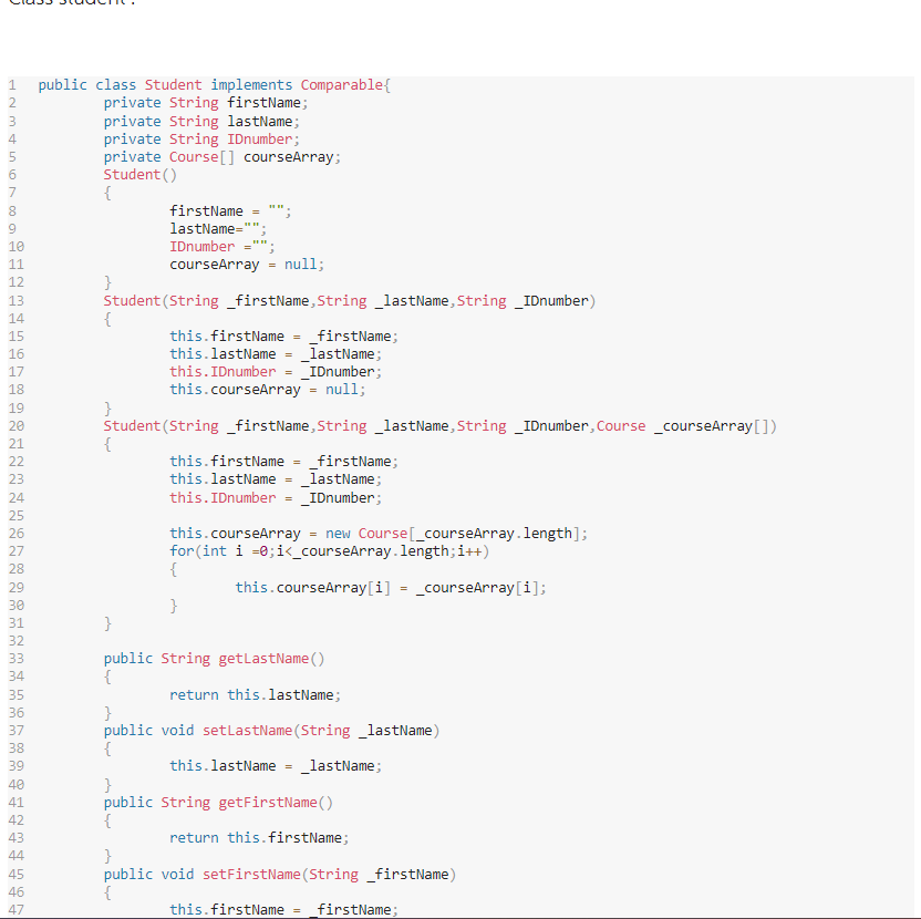 Solved - Creating and using Objects and Comparable types - | Chegg.com