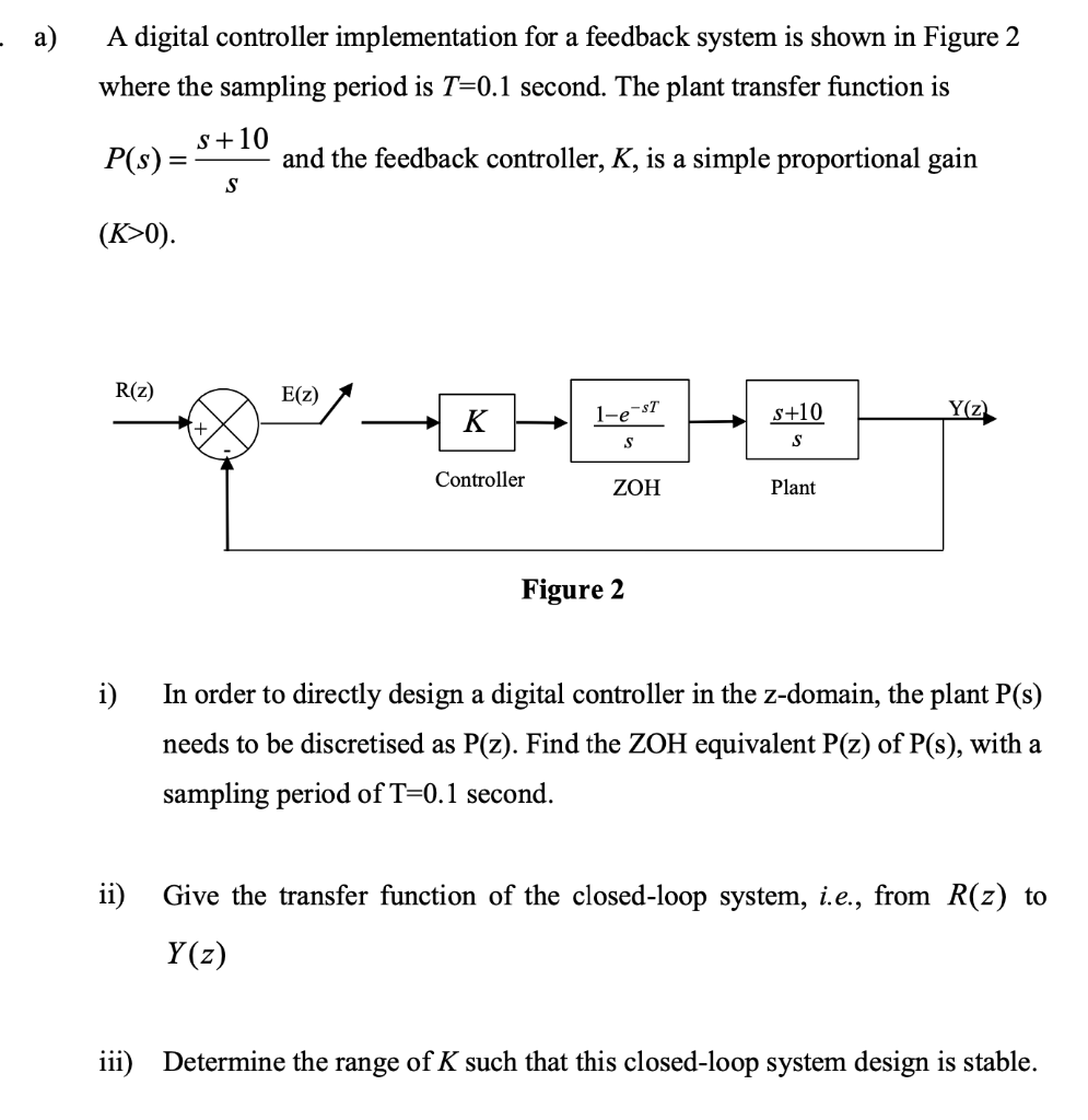Solved - a) A digital controller implementation for a | Chegg.com