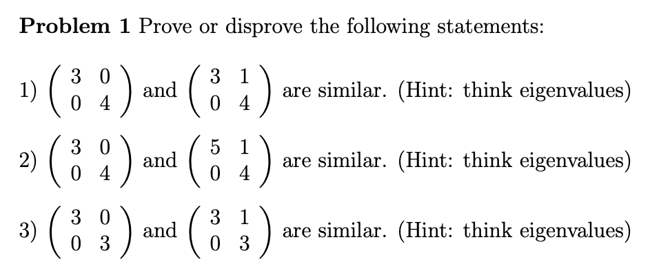 Solved Problem 1 Prove or disprove the following statements: | Chegg.com
