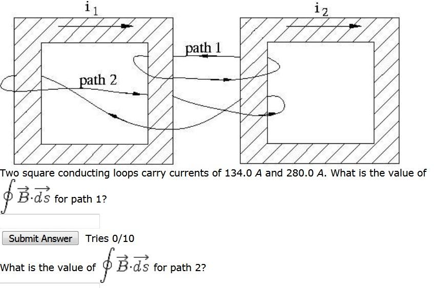 Solved iz IN path 1 path 2 Two square conducting loops carry | Chegg.com