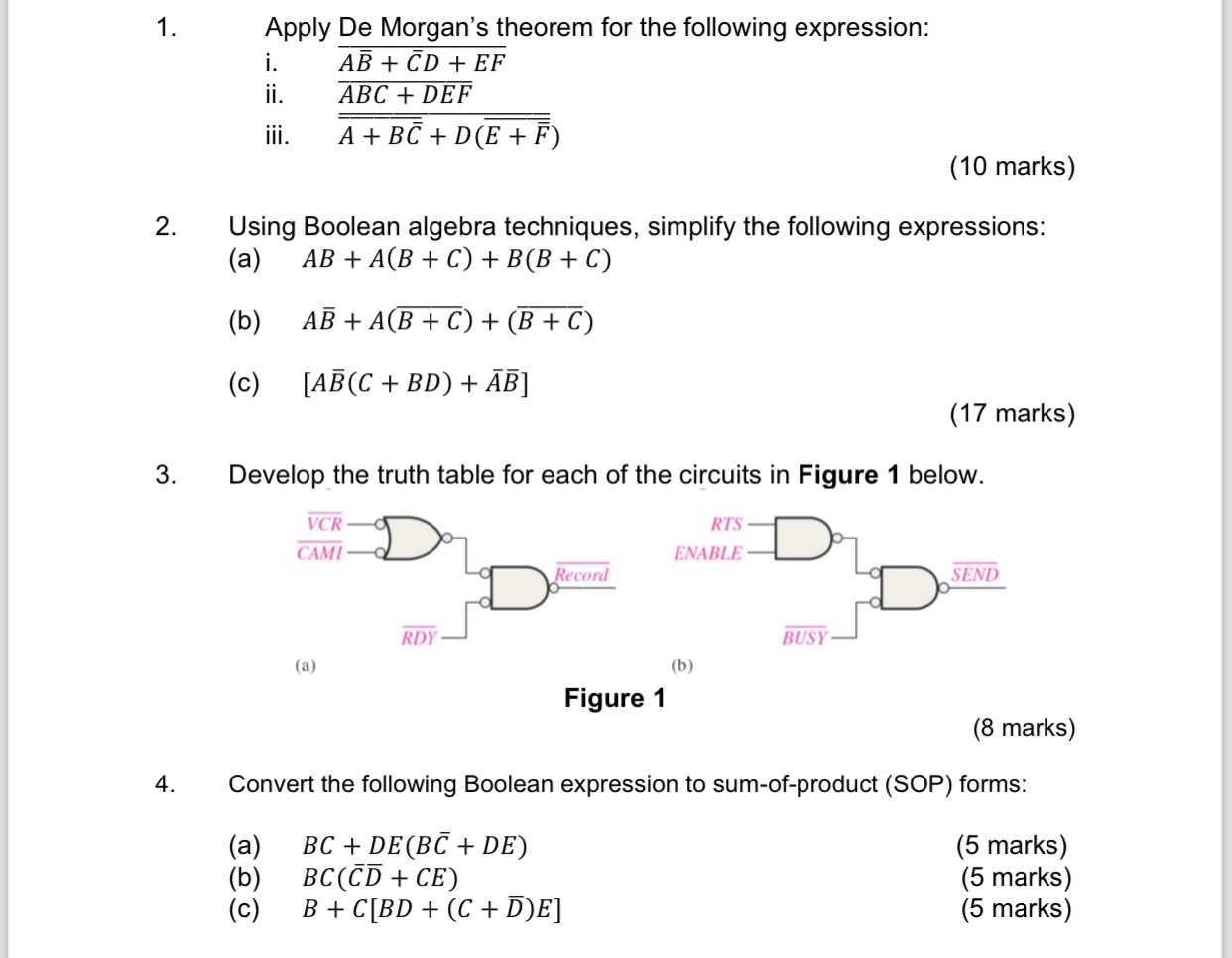 Solved 1. Apply De Morgan's theorem for the following | Chegg.com