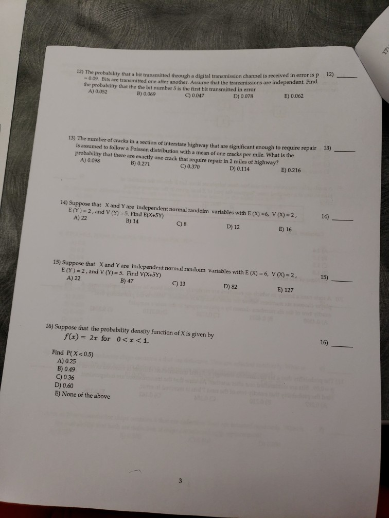 Solved probability that a bit transmitted through a digital | Chegg.com