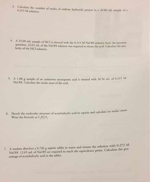 Solved 3. Calculate the number of moles of sodium hydroxide | Chegg.com
