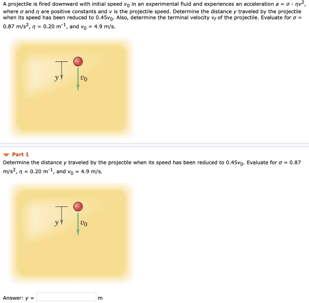 Solved A projectile is fired downward with initial speed vo | Chegg.com