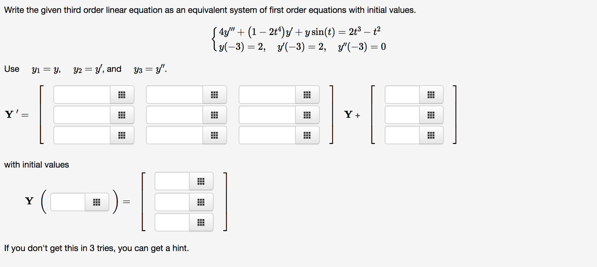 Solved Write the given third order linear equation as an | Chegg.com