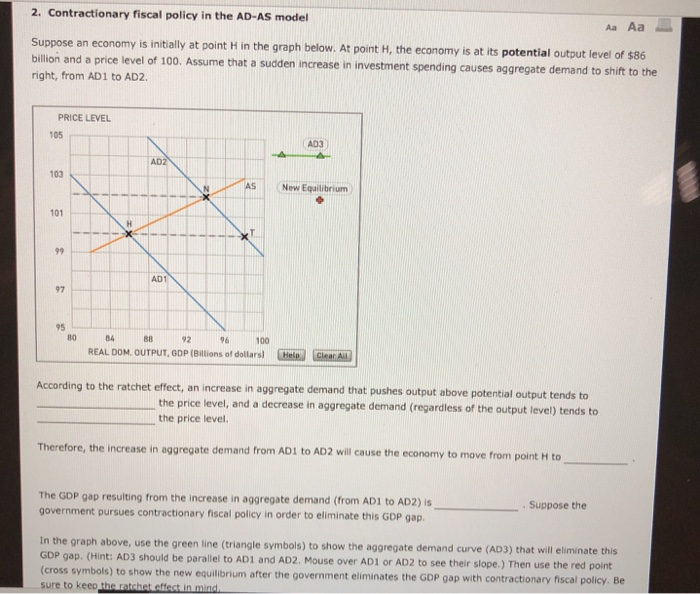 Solved 2. Contractionary fiscal policy in the AD-AS model Aa | Chegg.com