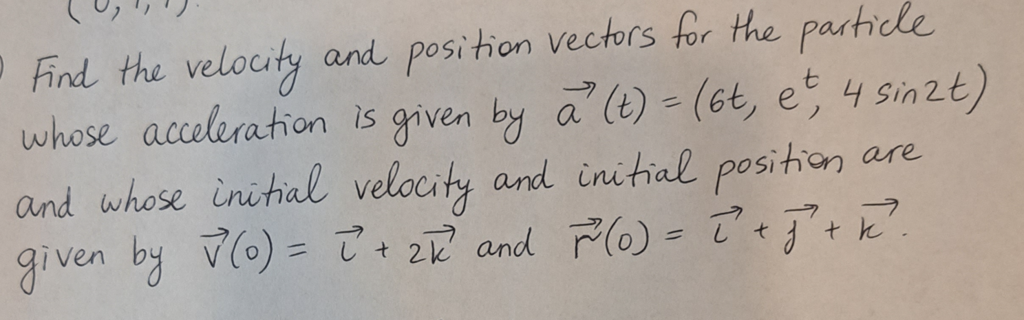 Solved Find the velocity and position vectors for the | Chegg.com