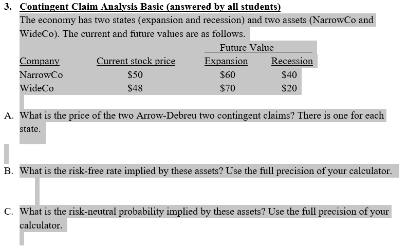 Contingent Claim Analysis Basic (answered by | Chegg.com