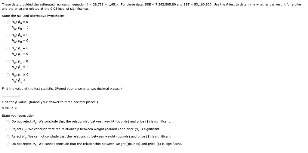 Solved Consider the following data on x weight (pounds) and | Chegg.com