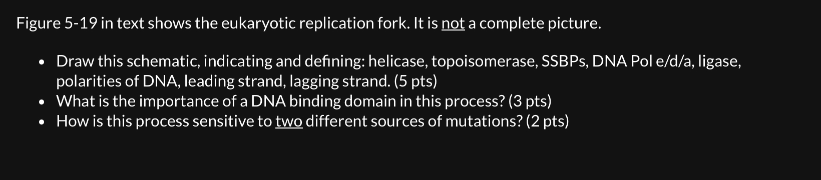 Solved Eukaryotic replication fork Figure 5-19 in text | Chegg.com