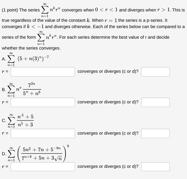 Solved (1 point) For each sequence an find a number k such | Chegg.com