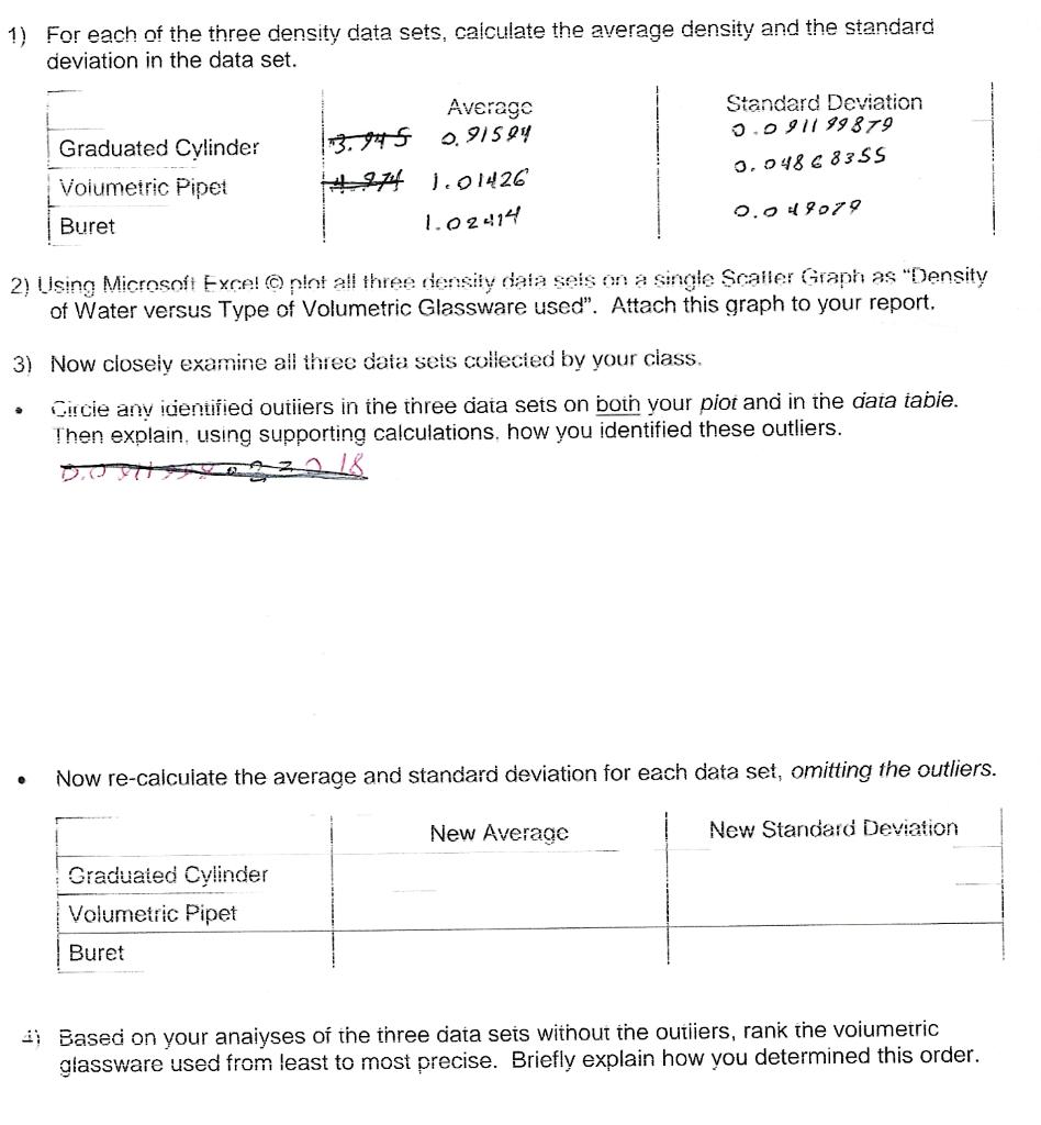 Experimental Data r+/−0.01mb ondre your three density | Chegg.com