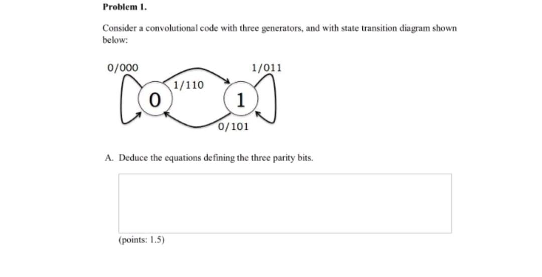 Solved Problem I. Consider a convolutional code with three | Chegg.com