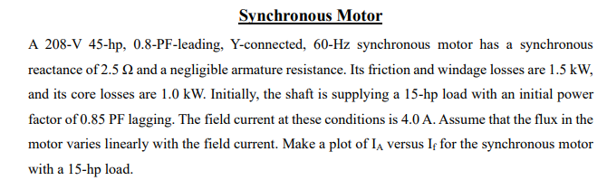 Solved Solve the question by using﻿MATLAB Synchronous MotorA | Chegg.com