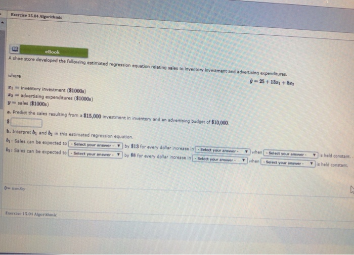 Solved Exercise 15.04 Algorithmic eBook A shoe store | Chegg.com