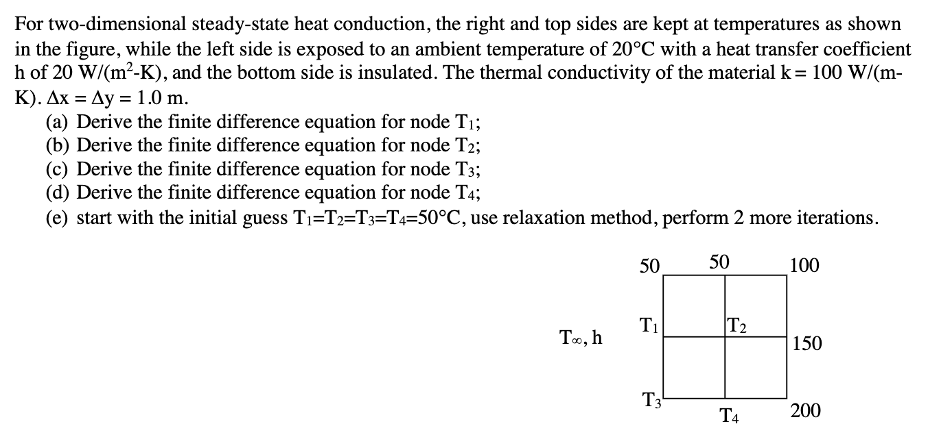 Solved For two-dimensional steady-state heat conduction, the | Chegg.com