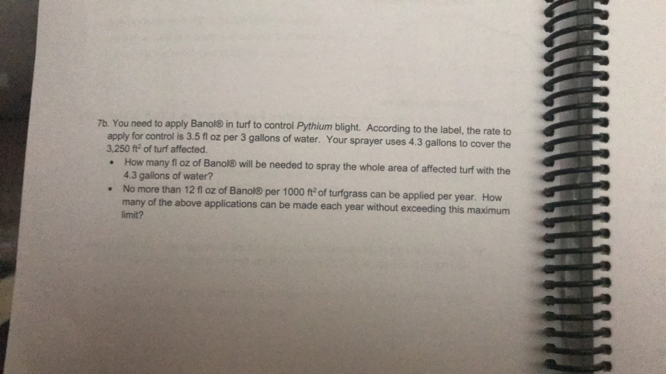 Solved 76. You need to apply Banol® in turf to control | Chegg.com