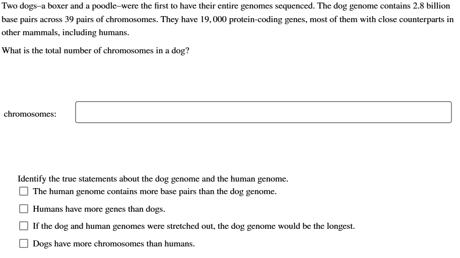High Quality SOLUTION Identify the true statements about the dog genome ...
