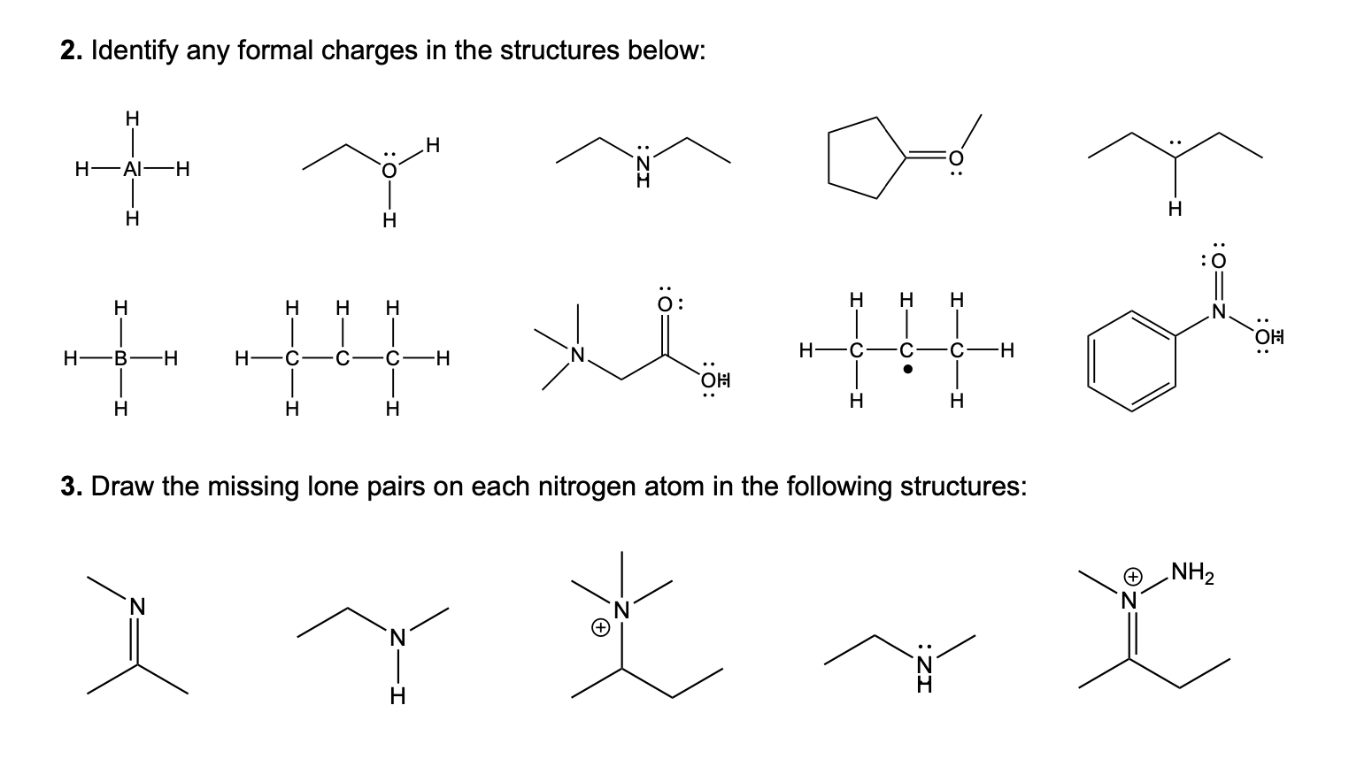 Solved Identify any formal charges in the structures | Chegg.com